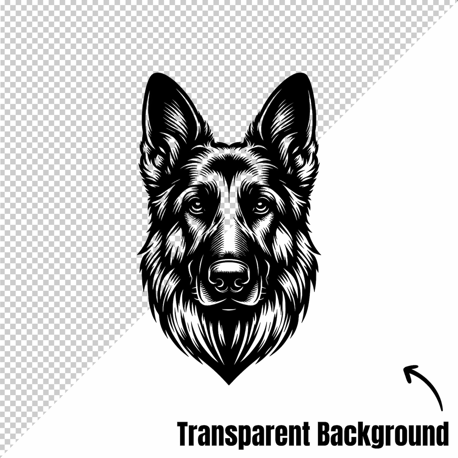 German Shepherd Head SVG Clipart & PNG Files, Police Dog K-9 SVG, Cut ...