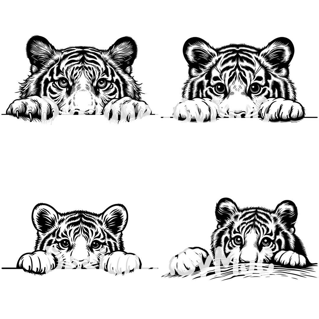 Peeking Tiger SVG Bundle PNG Files, Tiger Svg, Peeking Animal Svg, Wildlife Svg, Safari Clipart ...