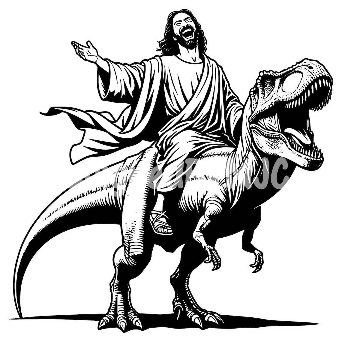 Jesus Riding Dinosaur SVG PNG, Funny T Shirt Graphic, Jesus Svg ...