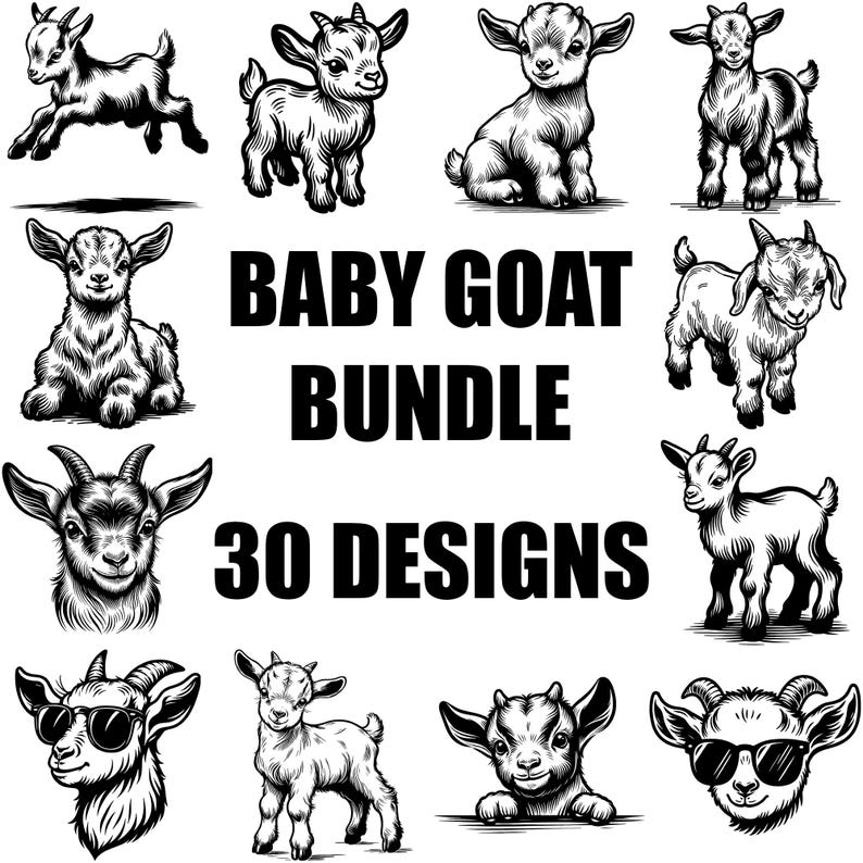 Baby Goat SVG Bundle, Goat PNG Goat Screaming Clipart Goat Vector ...