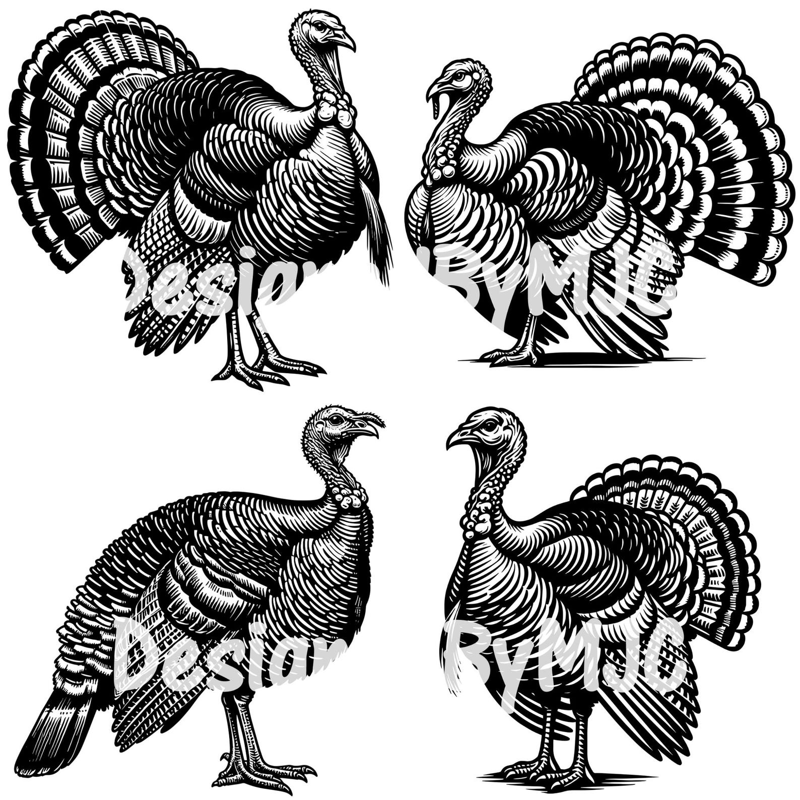 Wild Turkey SVG PNG, Simple Wild Turkey Design, Turkey Bundle ...