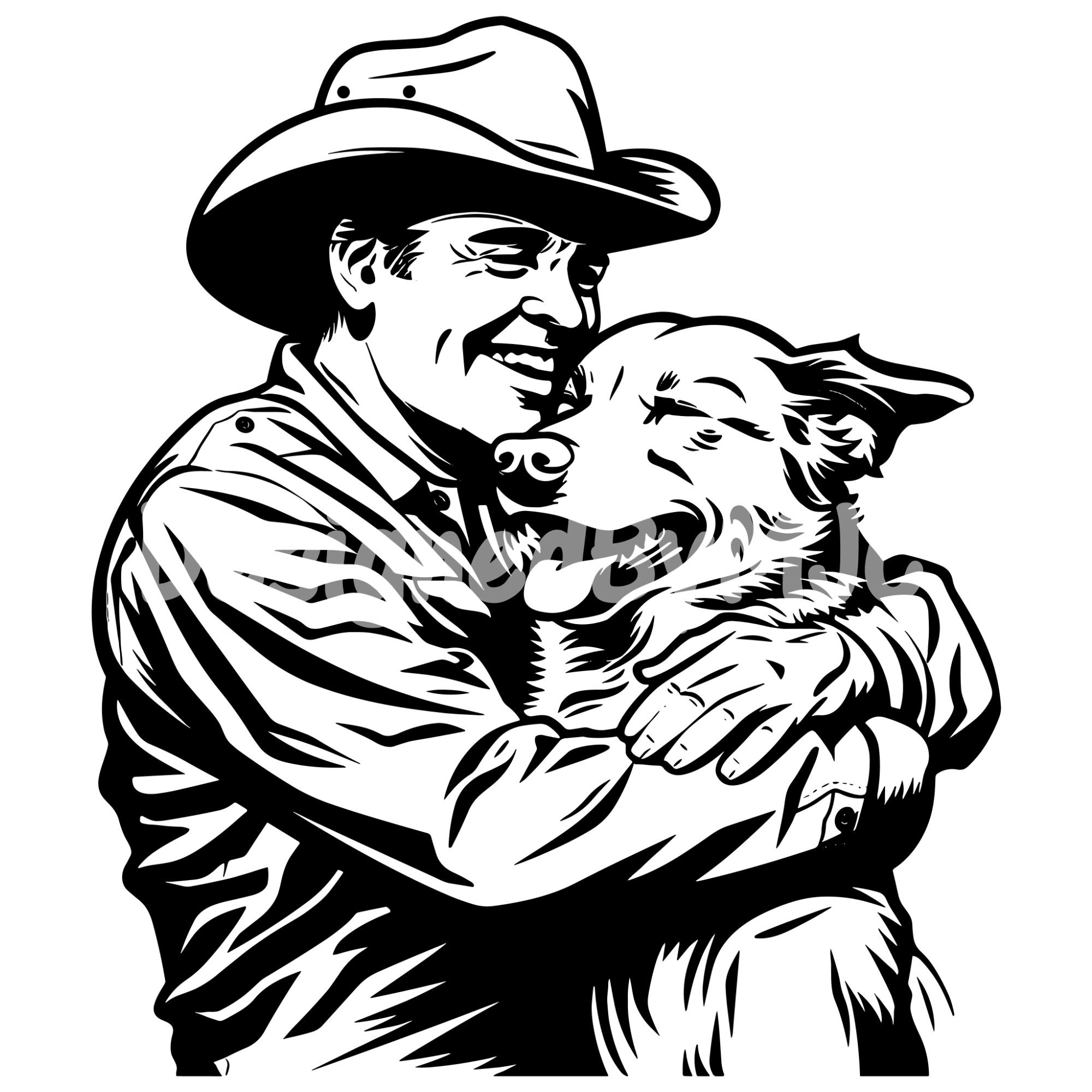 Cowboy Hugging His Dog Bundle SVG PNG, Cowboy Svg, Dog Svg, Mans Best ...