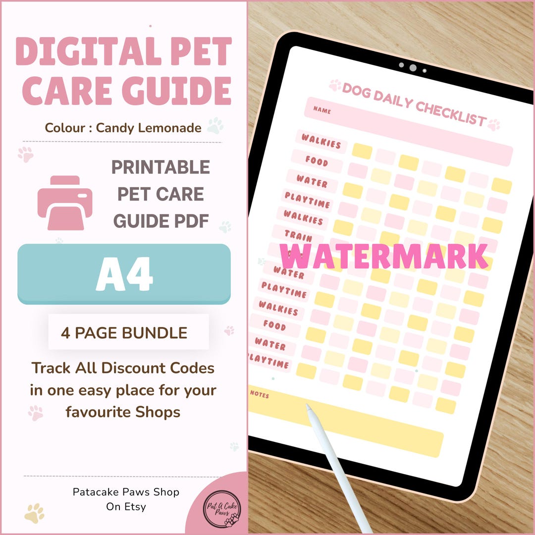 DOG CARE Planner Printable Puppy Training Log, Daily Weekly Monthly Pet ...