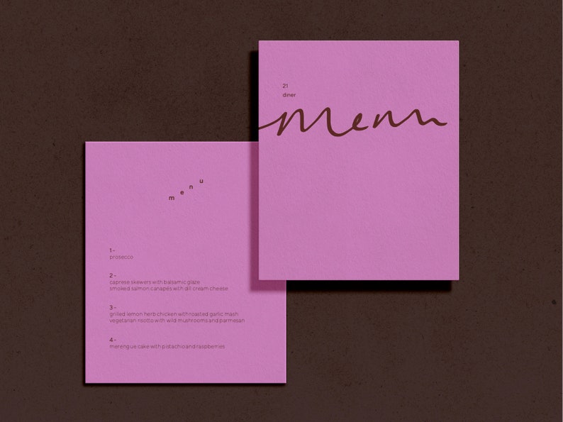 Pink Menu Template Menu Template Hand Drawn DIY Printable Menu Cards 21 ...