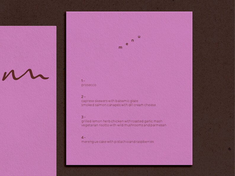 Pink Menu Template Menu Template Hand Drawn DIY Printable Menu Cards 21 ...