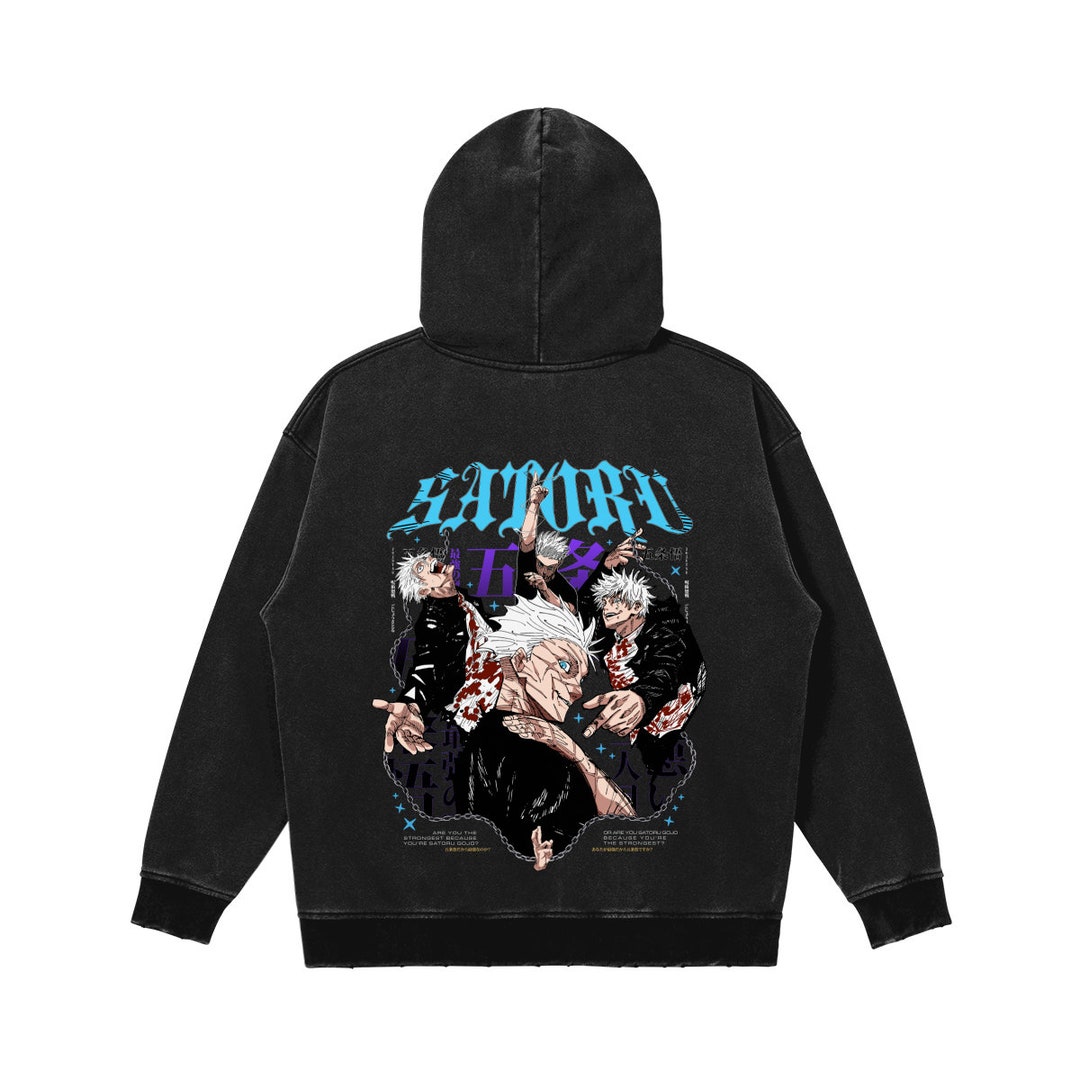 Gojo Satoru Snap-collar Snow Wash Hoodie - Etsy