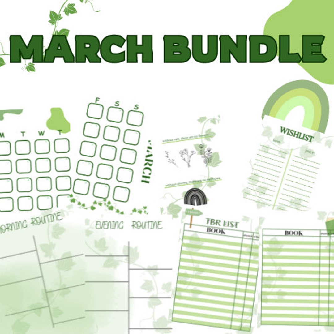 March Monthly Bullet Journal Bundle Pack - Etsy