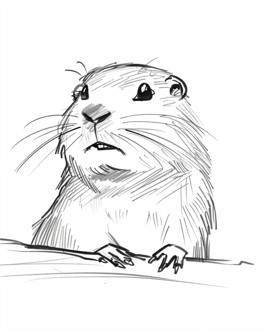 Curious Gopher Minimalist Wildlife Pencil Drawing - Etsy