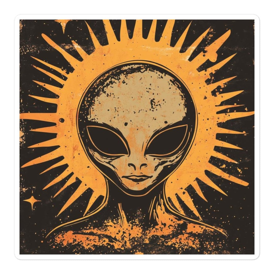 Cosmic Sun Alien - Retro Sci-fi Sticker - Etsy
