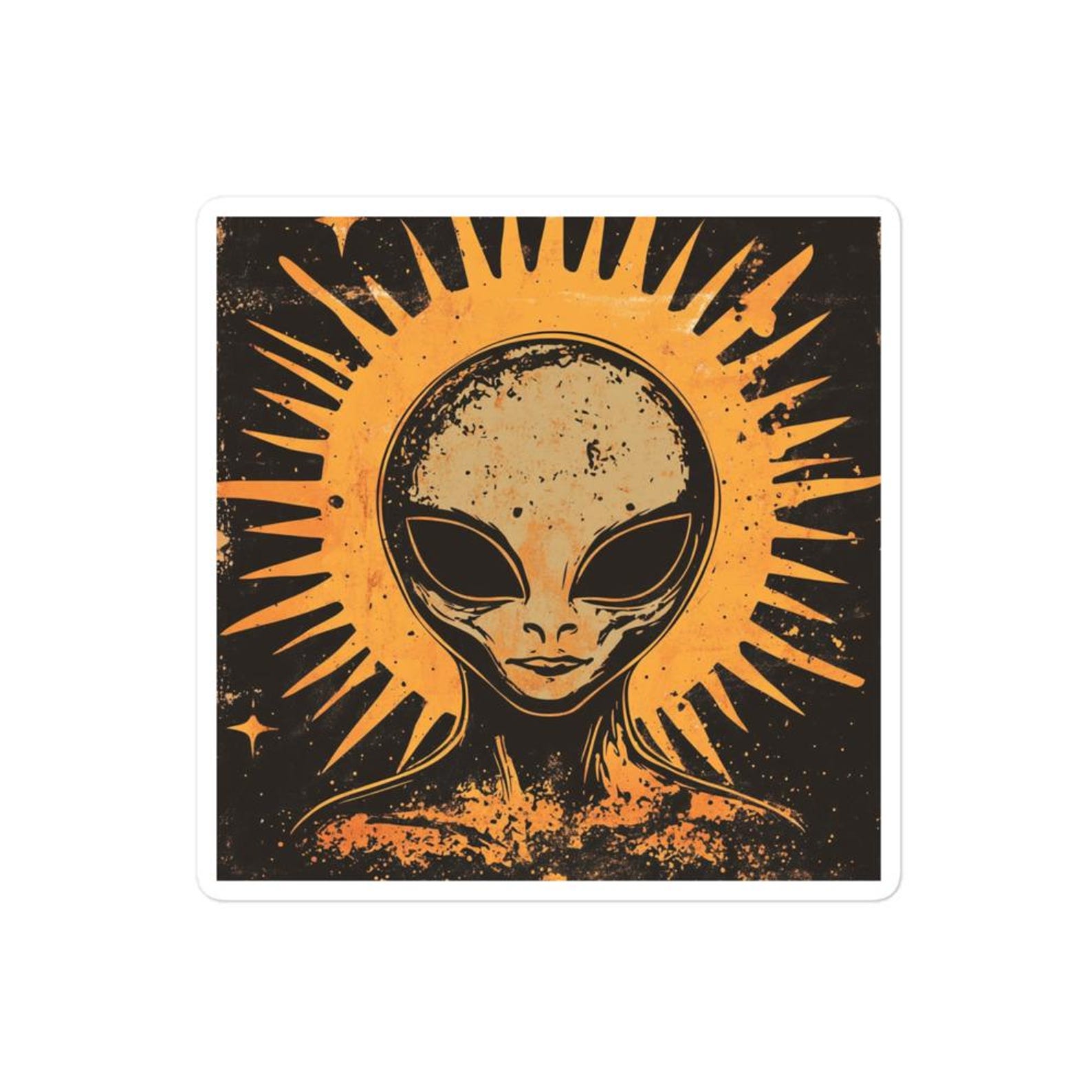 Cosmic Sun Alien - Retro Sci-fi Sticker - Etsy