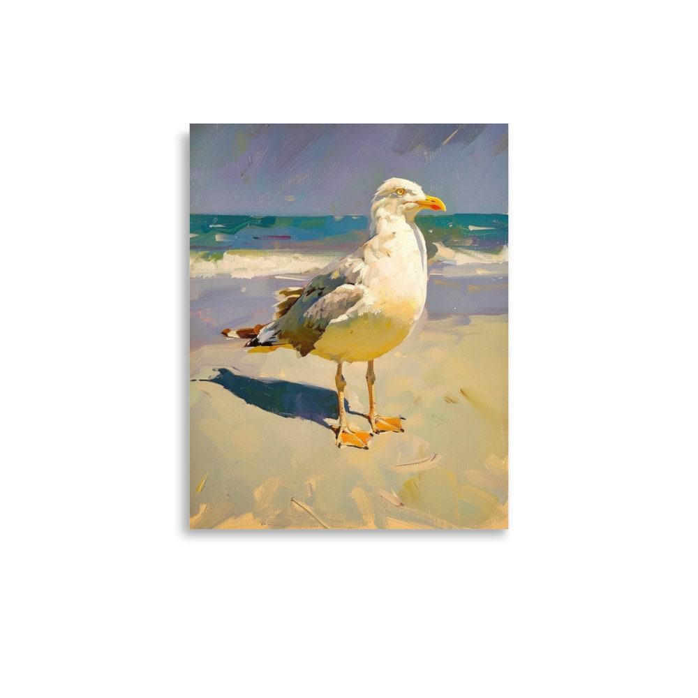 Coastal Observer: Seagull Portrait on Sandy Shores - Etsy