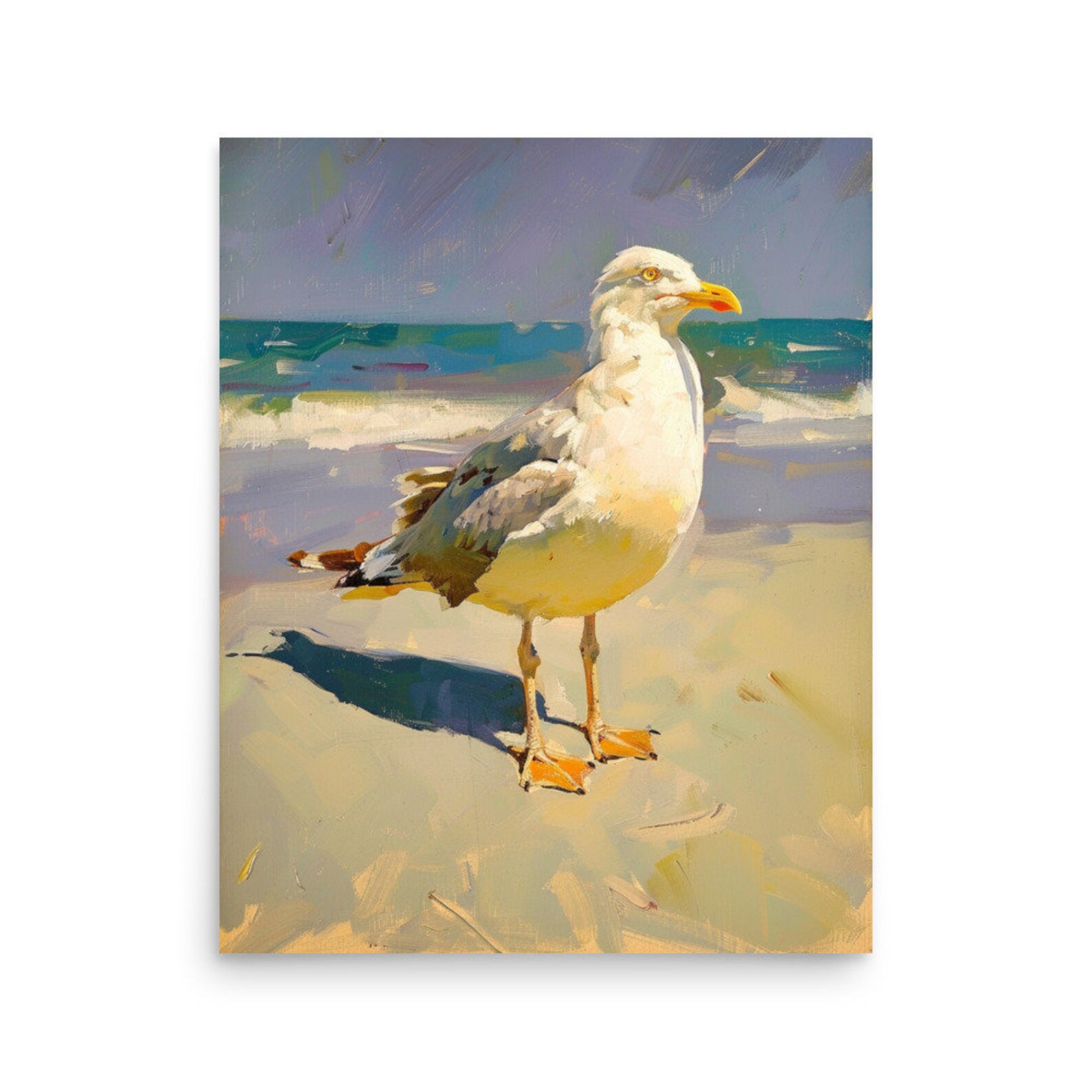 Coastal Observer: Seagull Portrait on Sandy Shores - Etsy