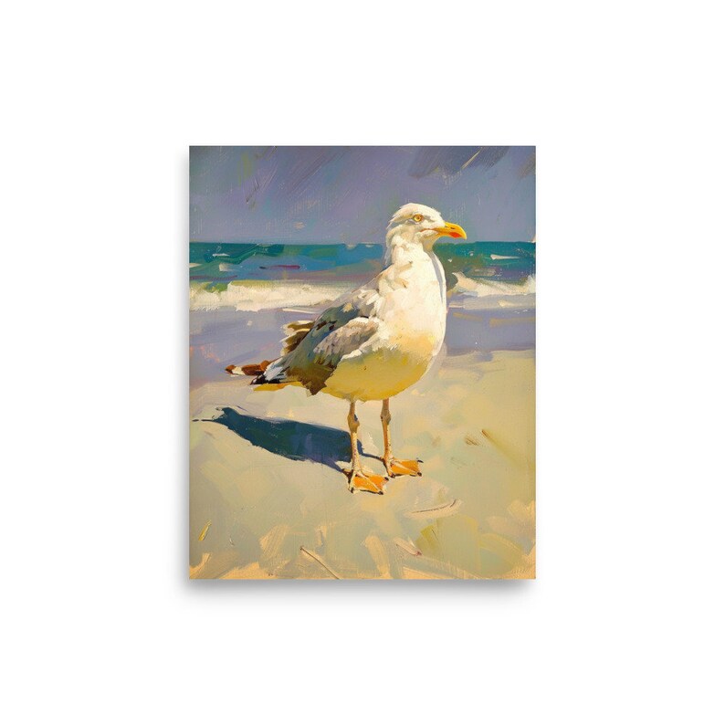Coastal Observer: Seagull Portrait on Sandy Shores - Etsy