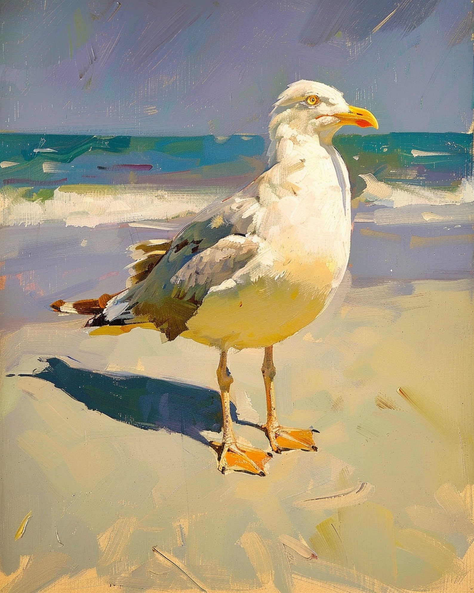Coastal Observer: Seagull Portrait on Sandy Shores - Etsy
