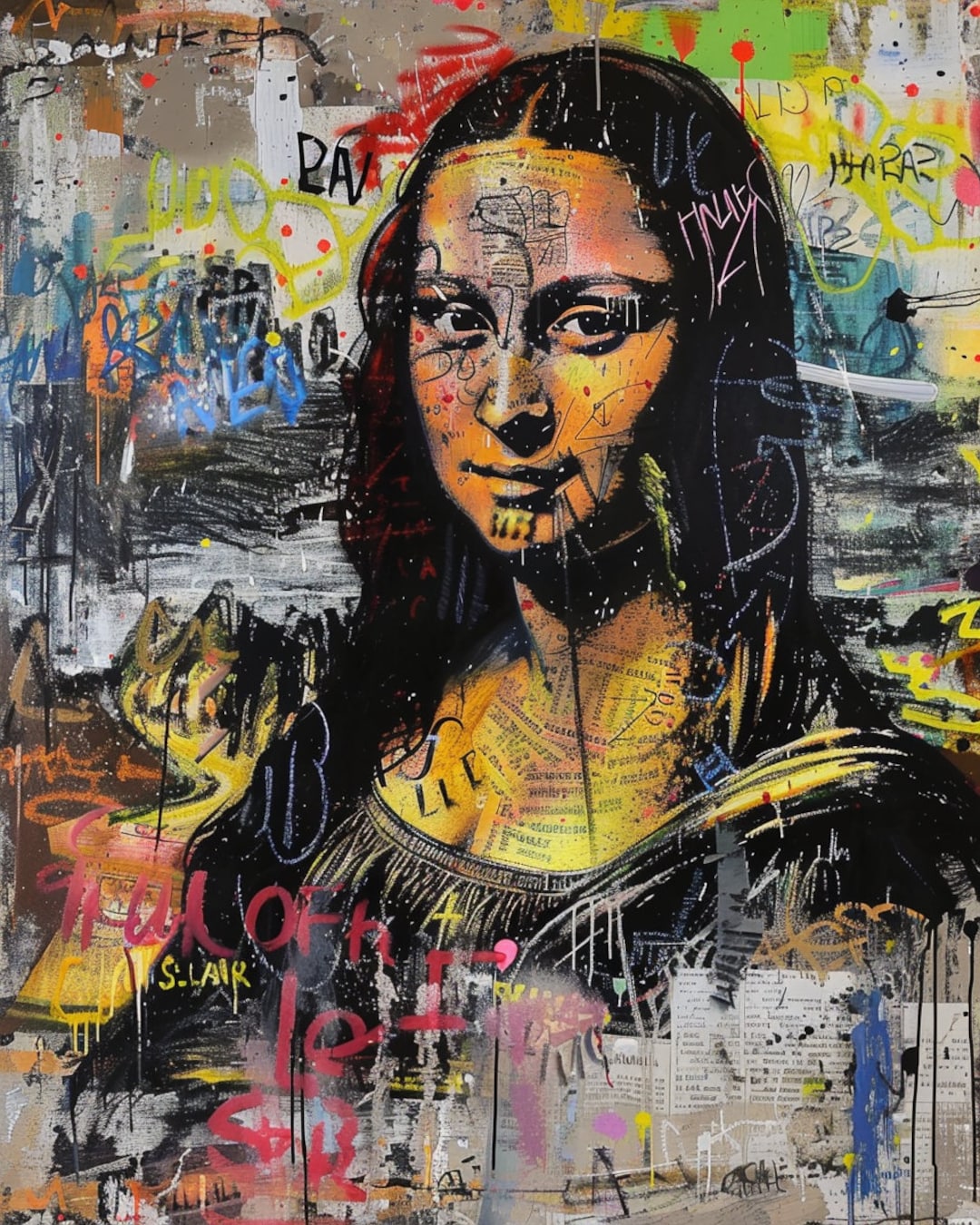 Modern Mona Lisa: Graffiti Fusion Portrait - Etsy