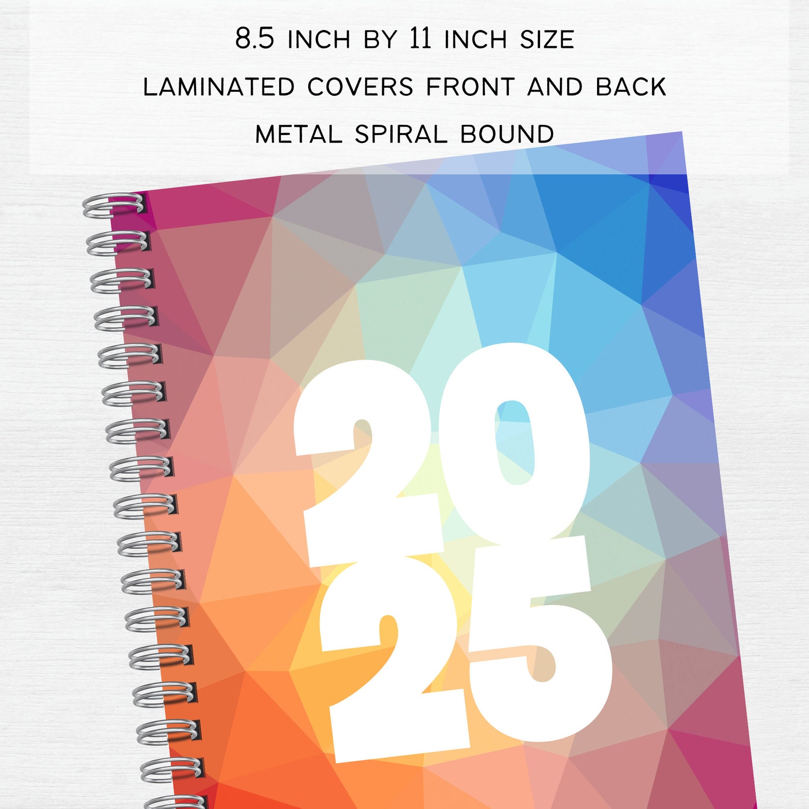 Rainbow Geometric 2025 Monthly Planner With Sunday Start Calendars ...