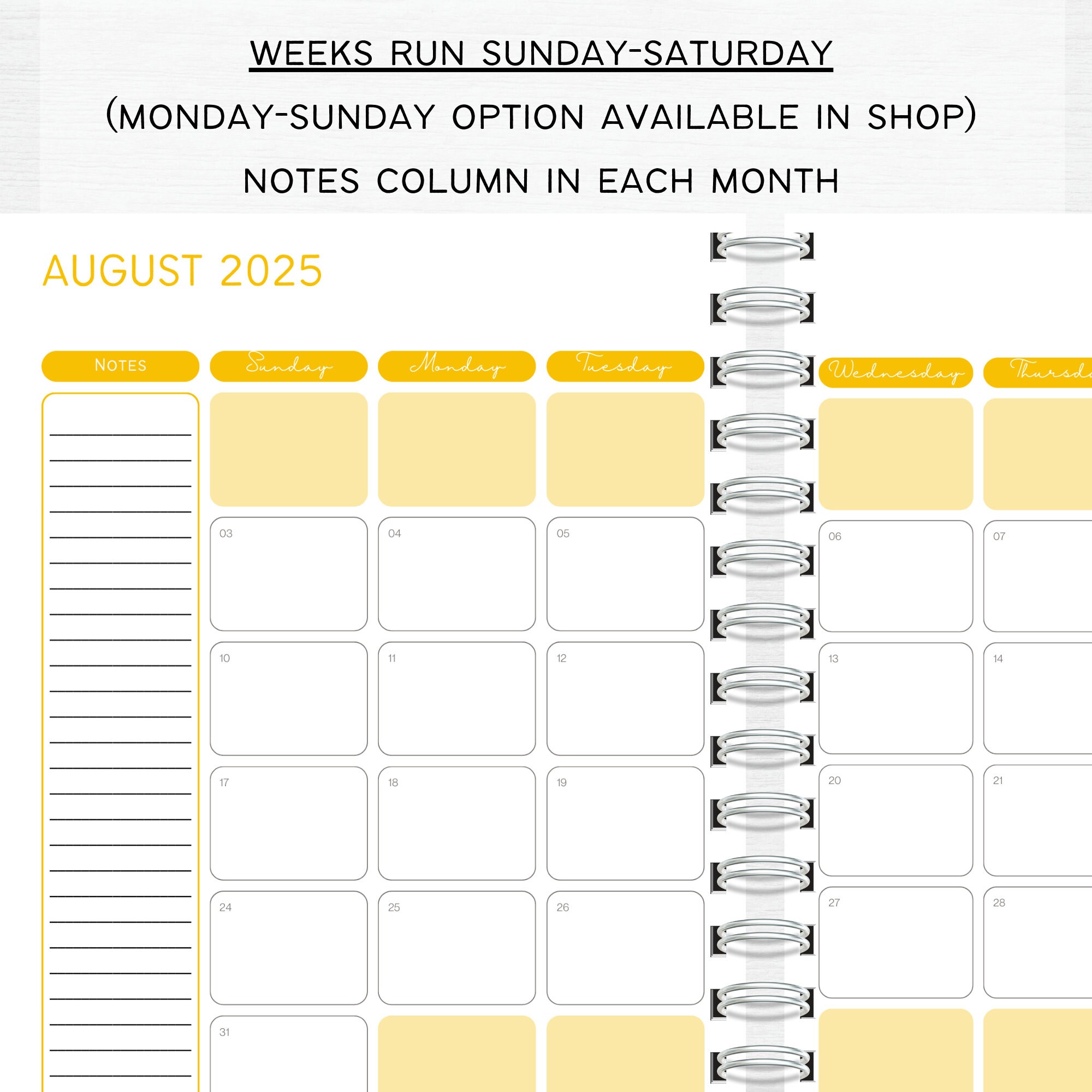 Rainbow Geometric 2025 Monthly Planner With Sunday Start Calendars ...