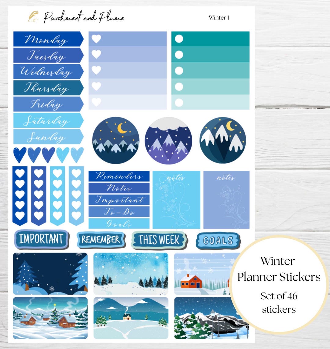 Winter Planner Stickers Sheet Version 1 | Weekly Planner Stickers ...