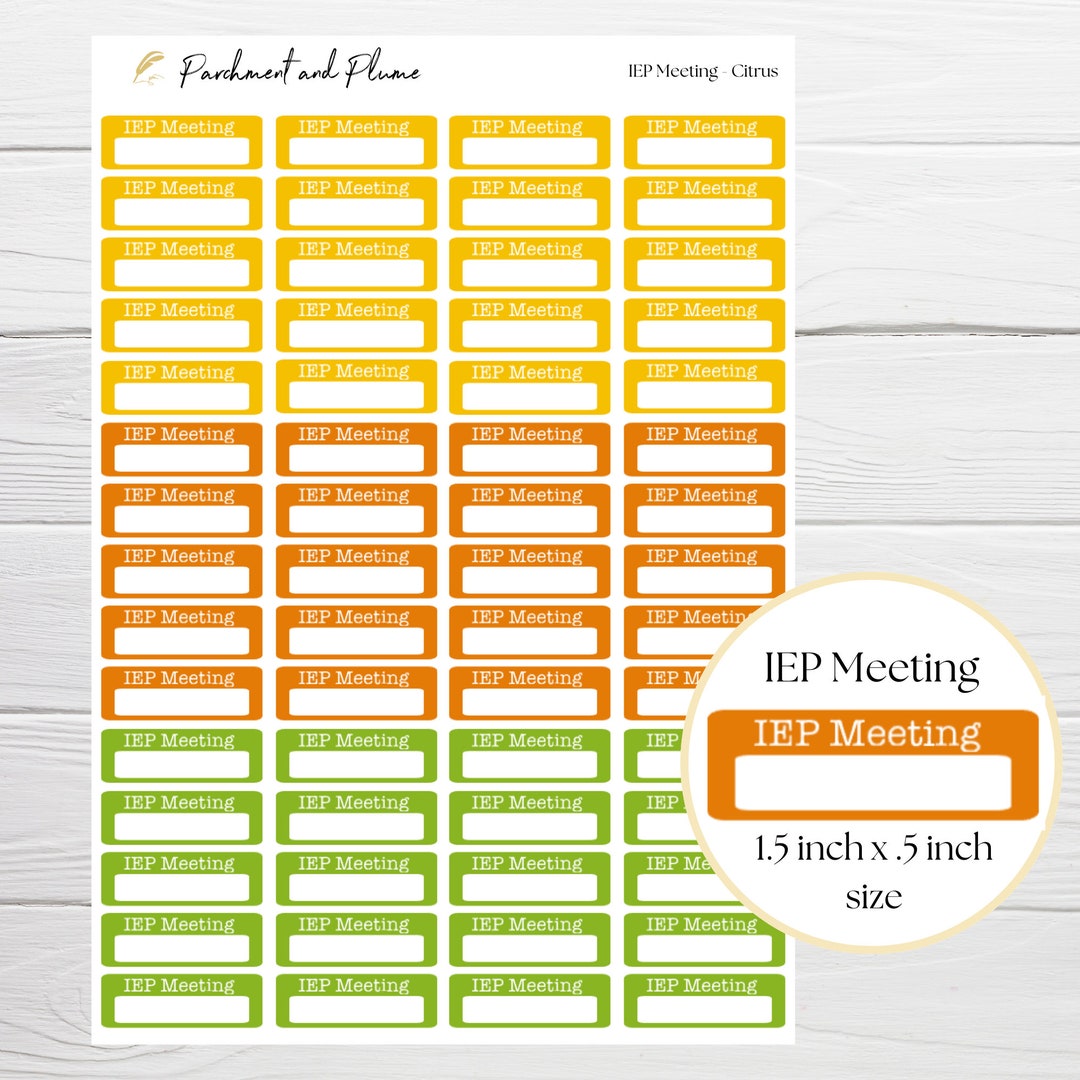 IEP Meeting Teacher Planner Stickers - Citrus Colors | Special ...