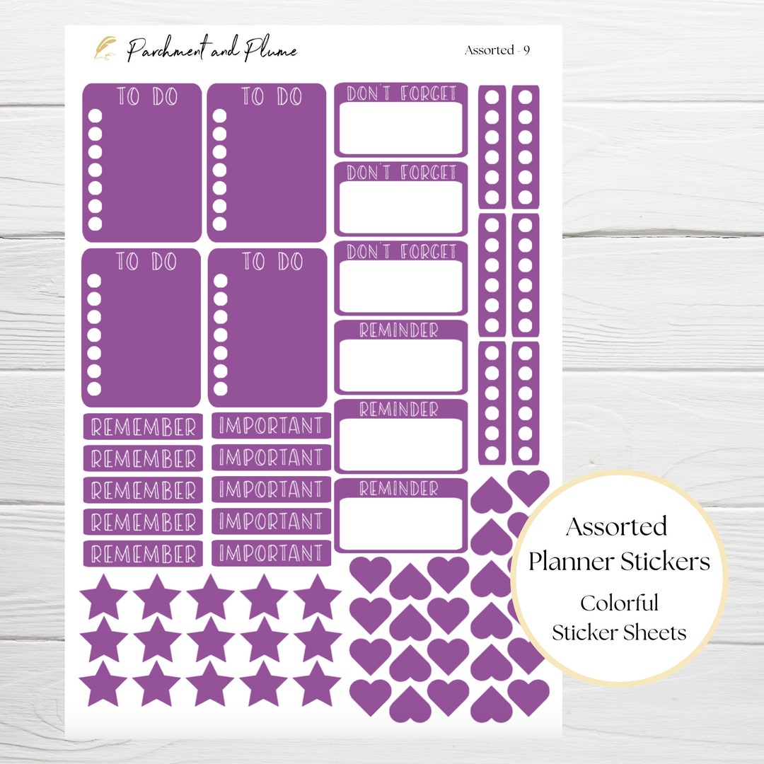 Purple Task Tracker Stickers Sheet | Time Management Planner Stickers ...