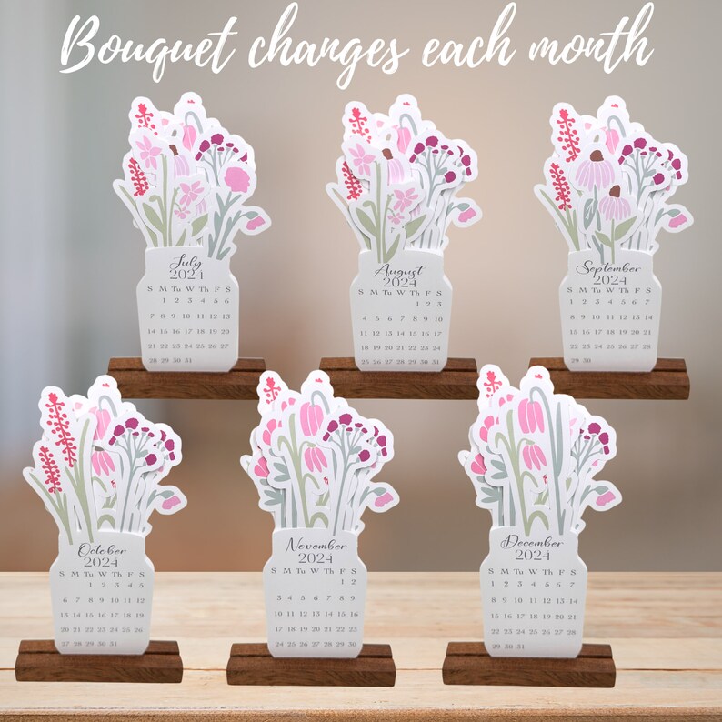 2026 Mini Desk Calendar - Pink Wildflowers | 2026 Monthly Calendar With ...