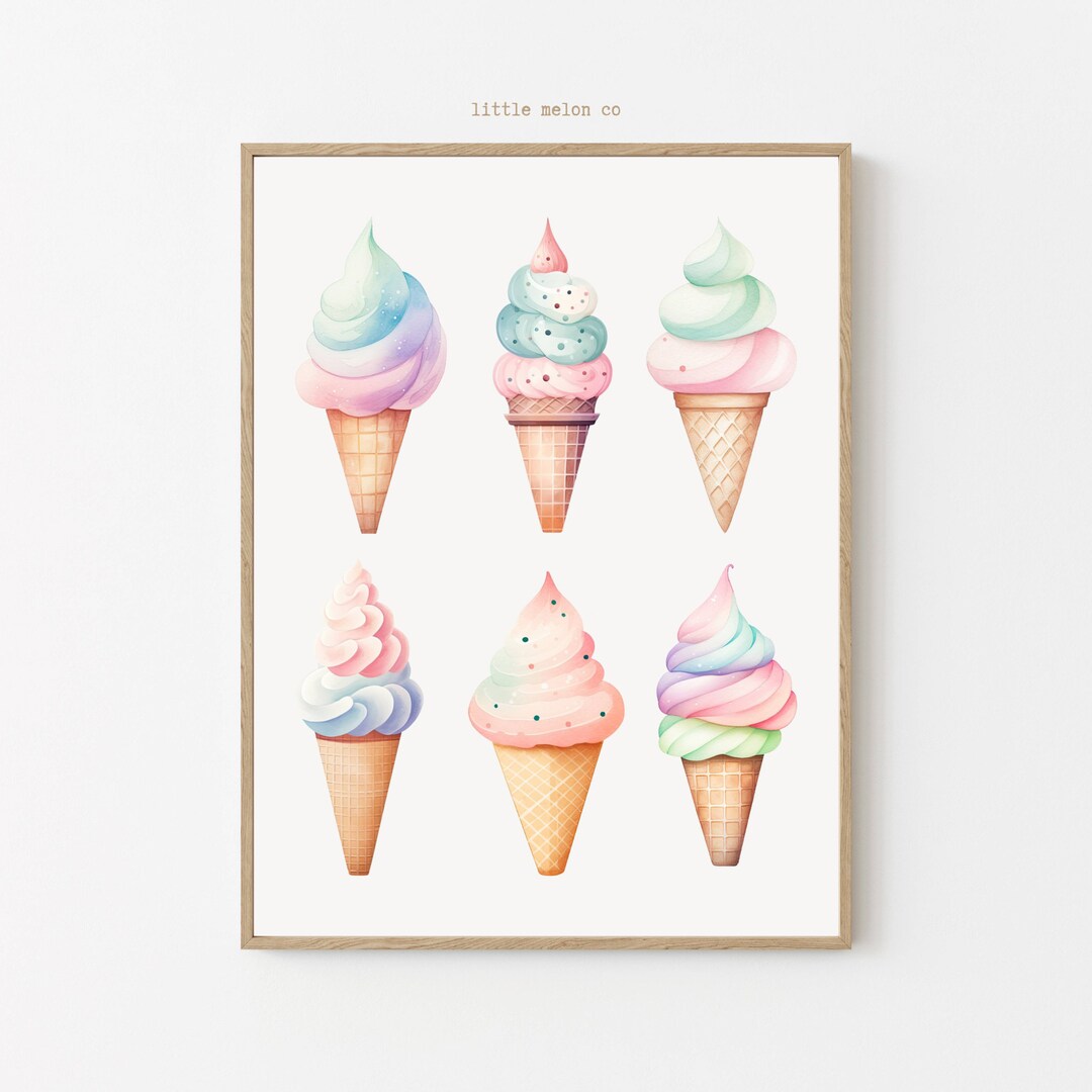 Pastel Ice Cream Print | Fun Kids Room Decor | Nursery Decor | Play ...
