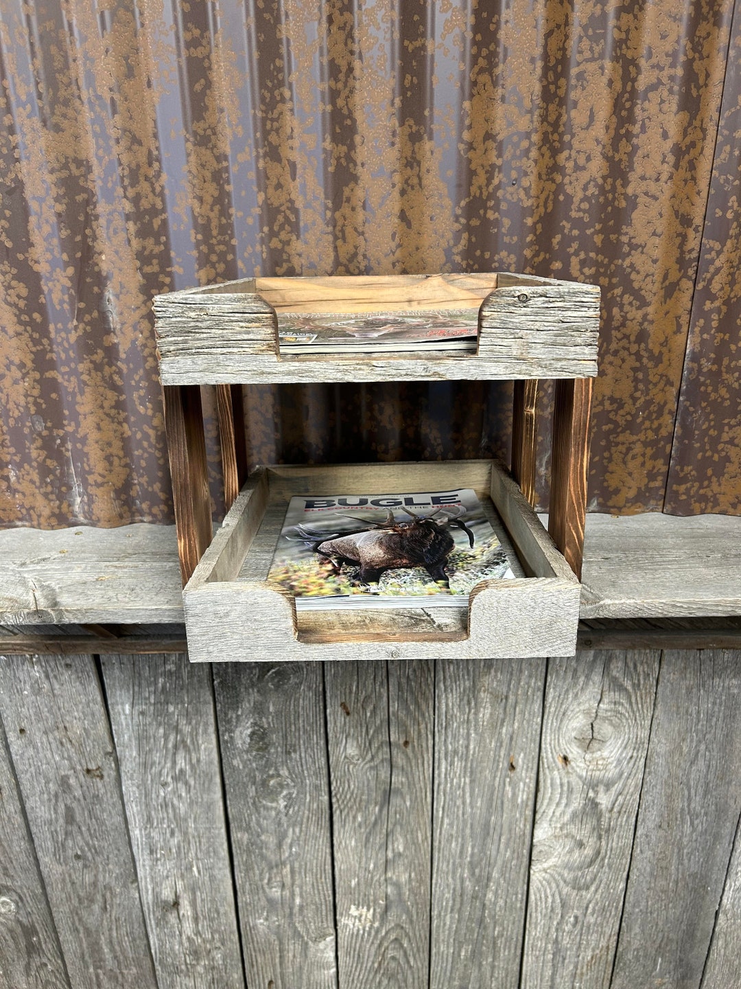 Reclaimed Barnwood Desktop File Box single or Double Available - Etsy