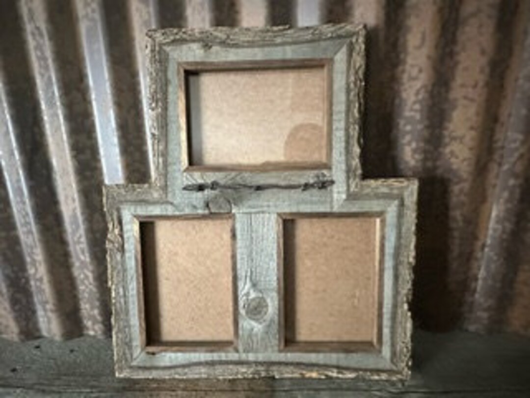 Live Edge, Reclaimed Barnwood Picture Frame in 3X 5X7 shown OR Custom ...