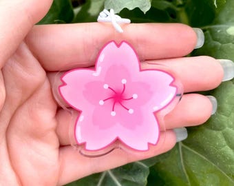 Sakura Moon Acrylic Keychain: Kawaii Cherry Blossom Charm With Star ...