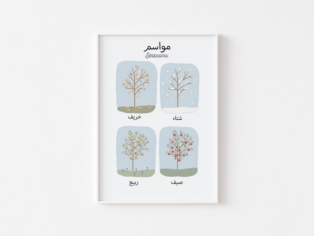 Educational Decorative Poster of the Seasons in Arabic, Educational for ...
