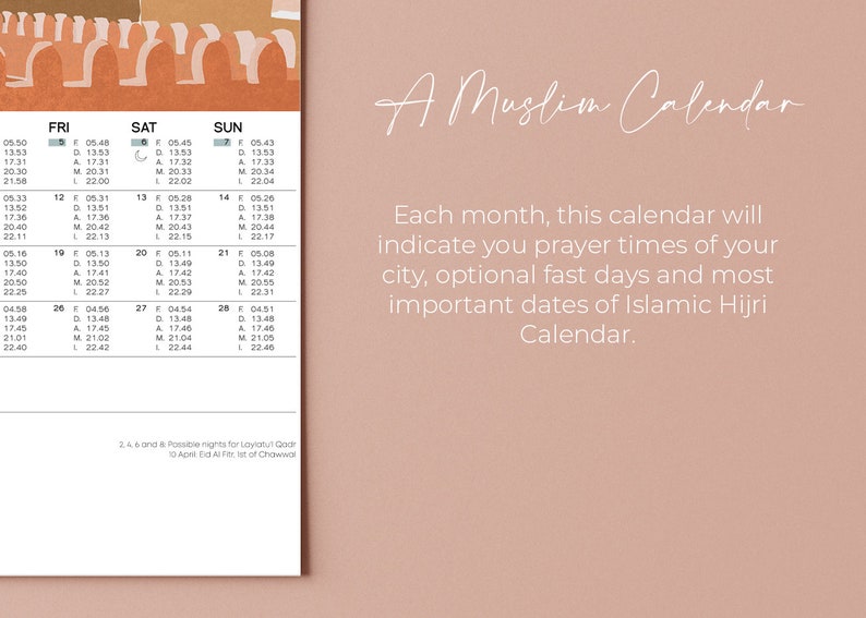 Personalized Muslim Prayer Calendar 2026 - Modern Islamic Design ...