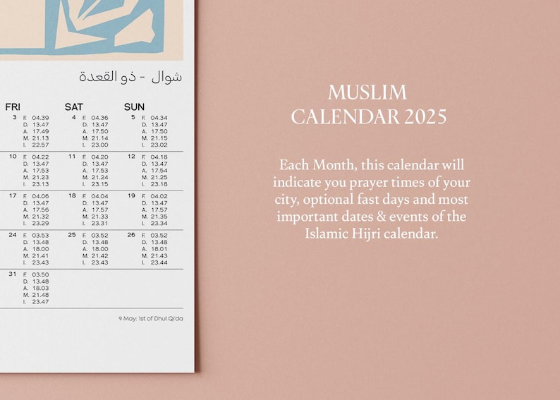 Personalized Muslim Prayer Calendar 2026 - Floral Modern Islamic Design ...