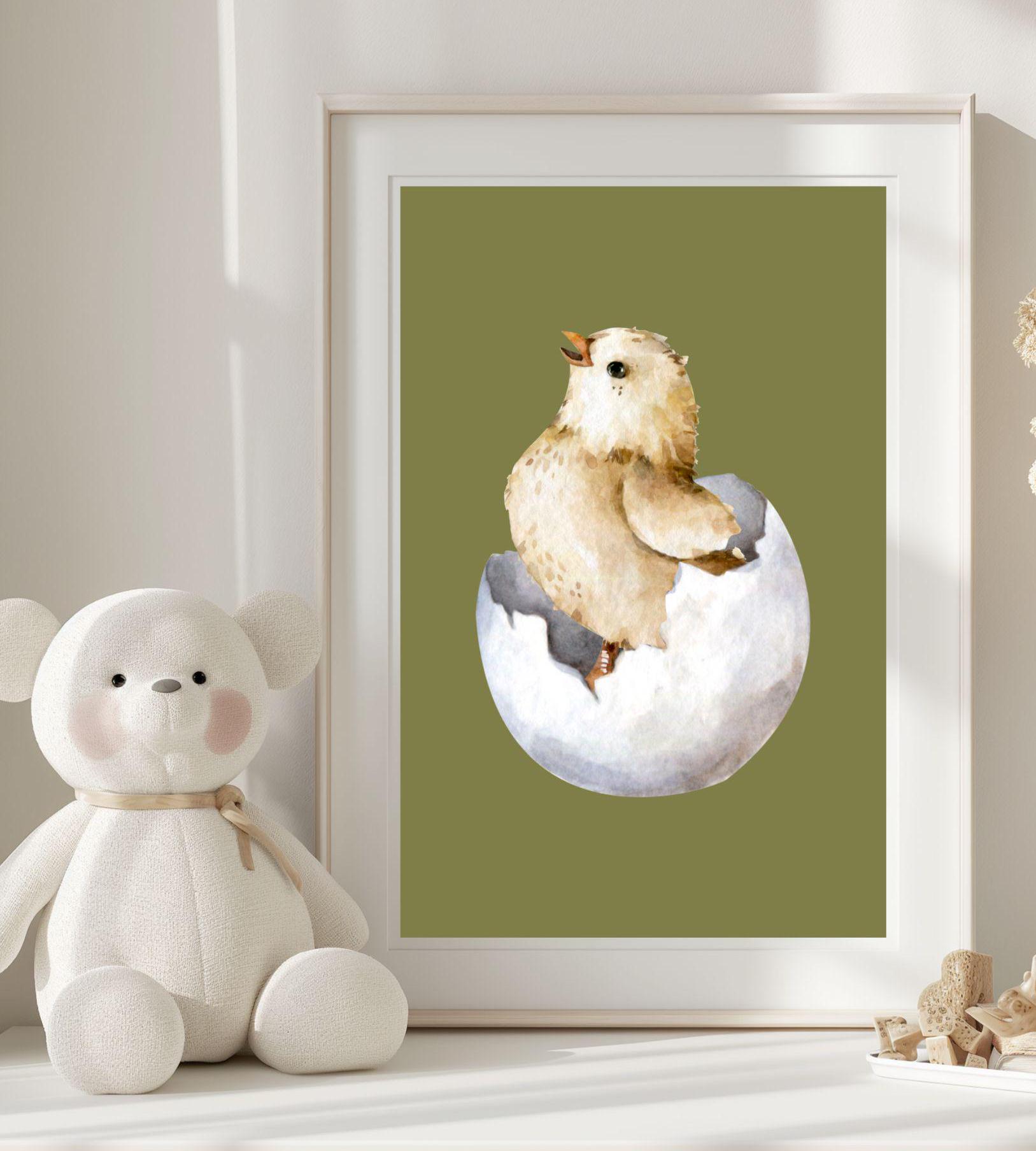 Vintage Baby Chick Nursery PRINTABLE Wall Art | Hatching Chick Nursery ...