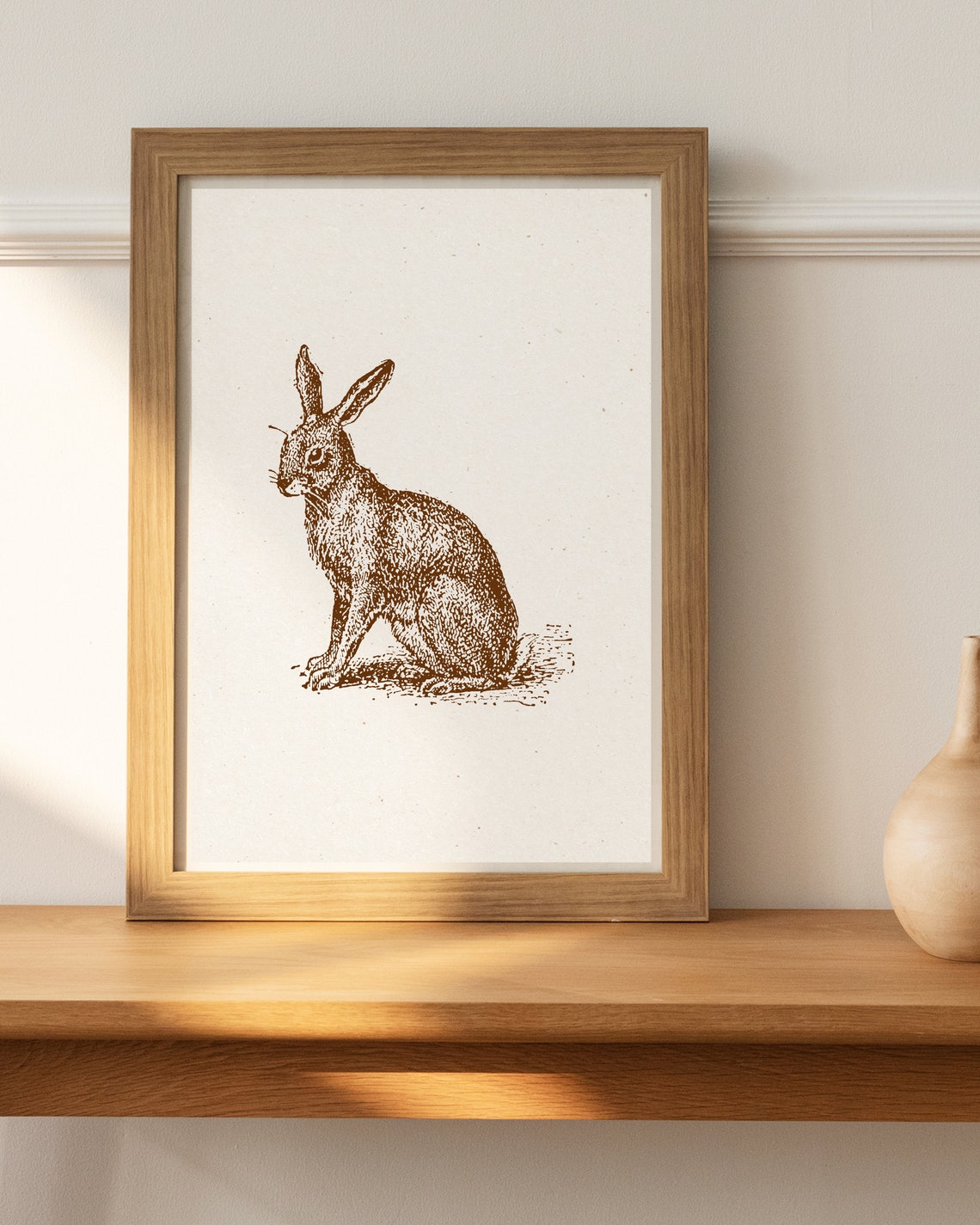 Nursery Art Print, Vintage Hare Illustration, Digital Download, Rabbit ...