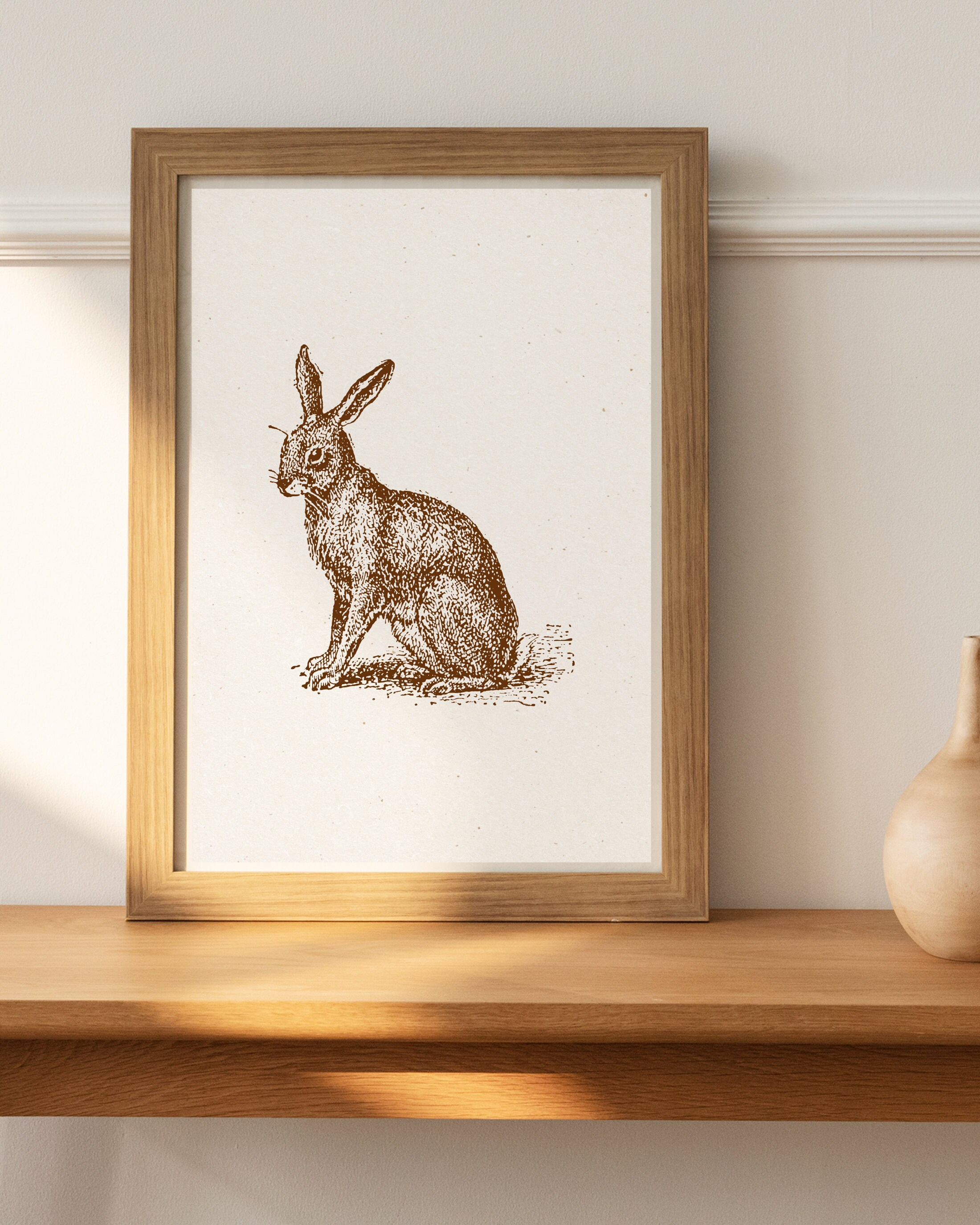 Nursery Art Print, Vintage Hare Illustration, Digital Download, Rabbit ...