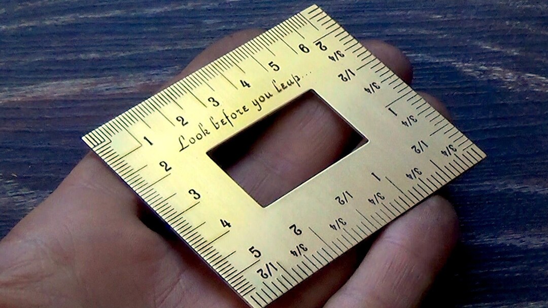 Personalized Edc - Small Square Ruler for Leathercraft, Brass Measuring ...