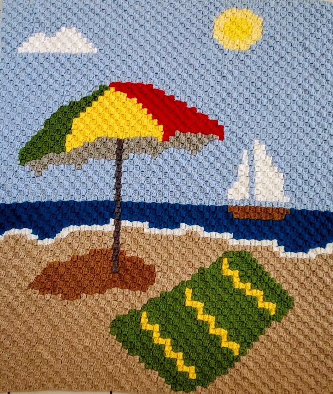 Beach Scene Afghan C2C Pattern - Etsy
