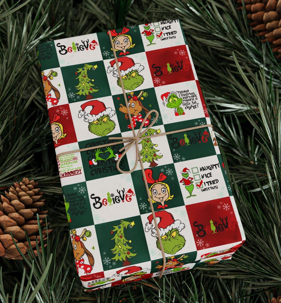 Grinch Christmas Wrapping Paper, Grinch Decorations, Grinch Design ...