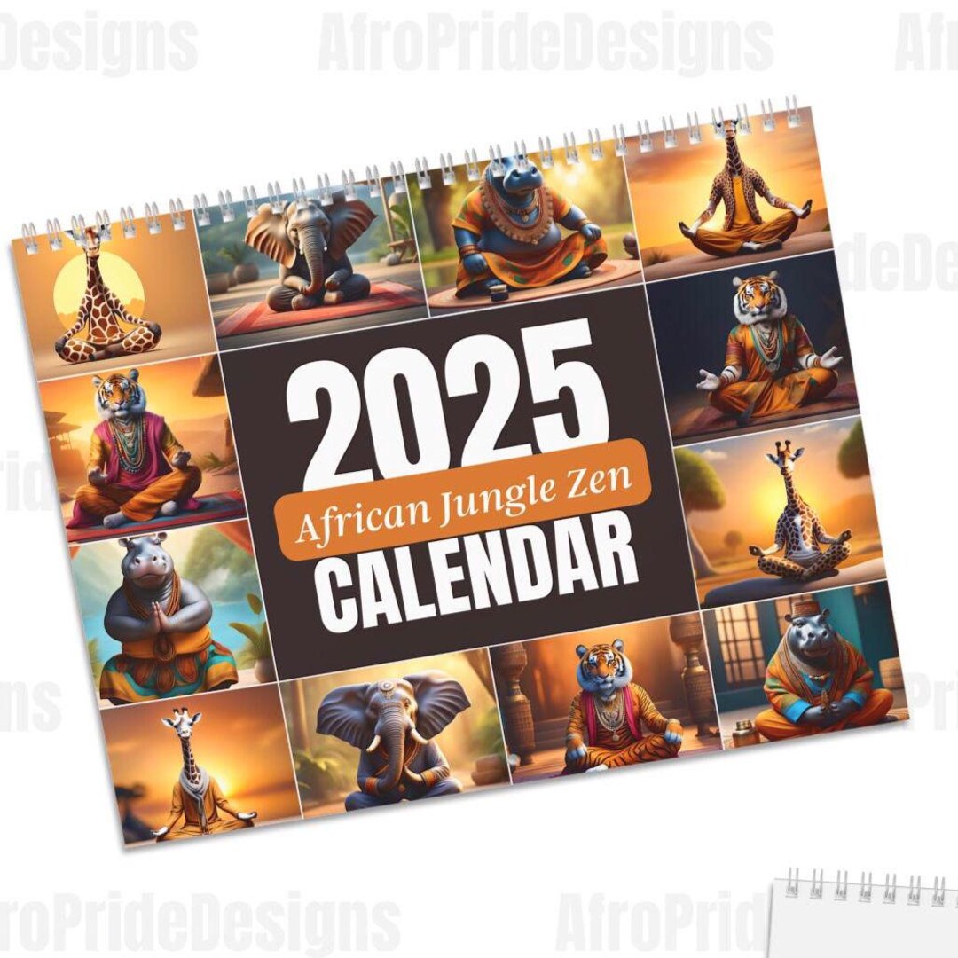 Large Wall Calendar, Zen African Jungle Animals, 2025 Yearly Planner ...