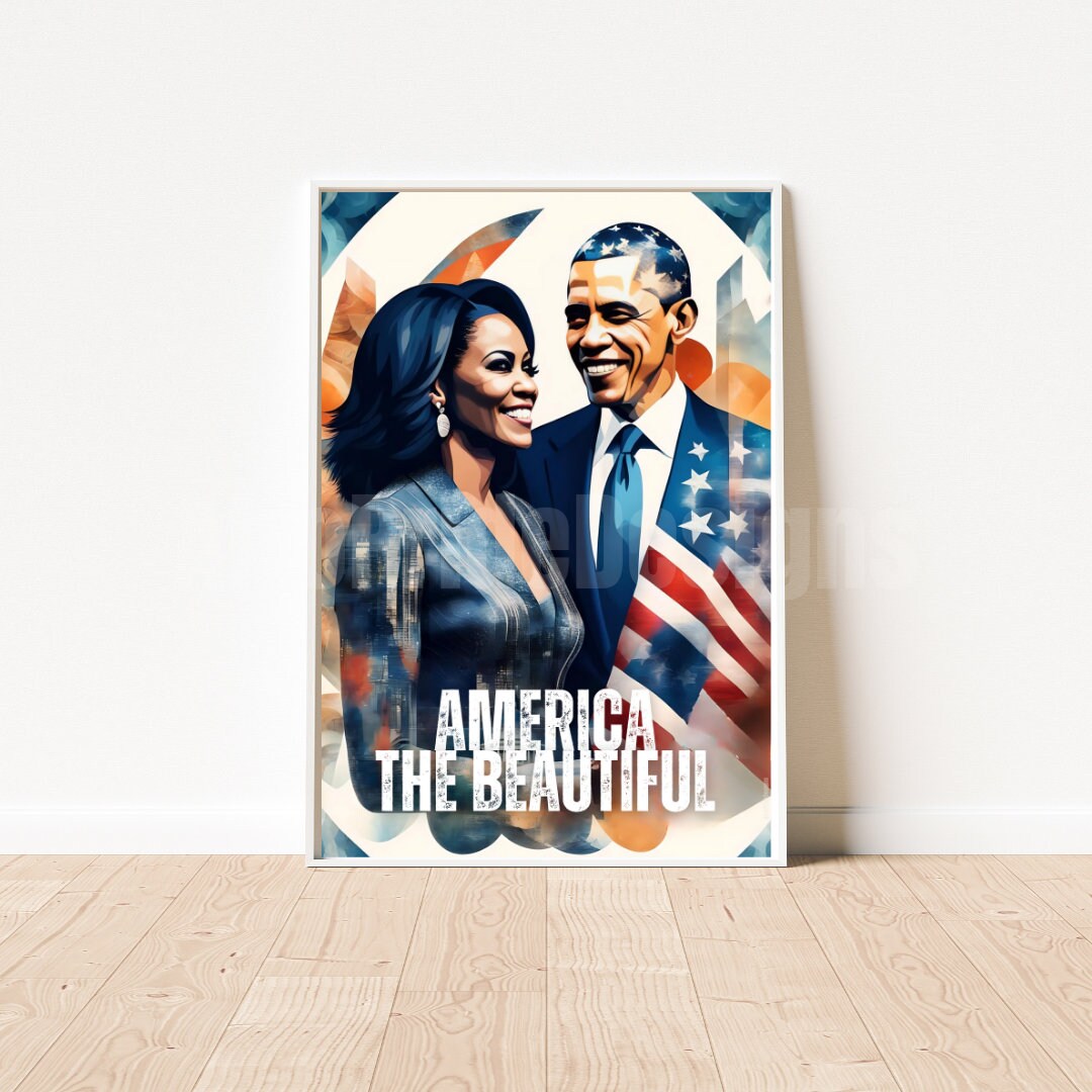 American Flag Art, Barack & Michelle Obama, Instant Download, Digital ...