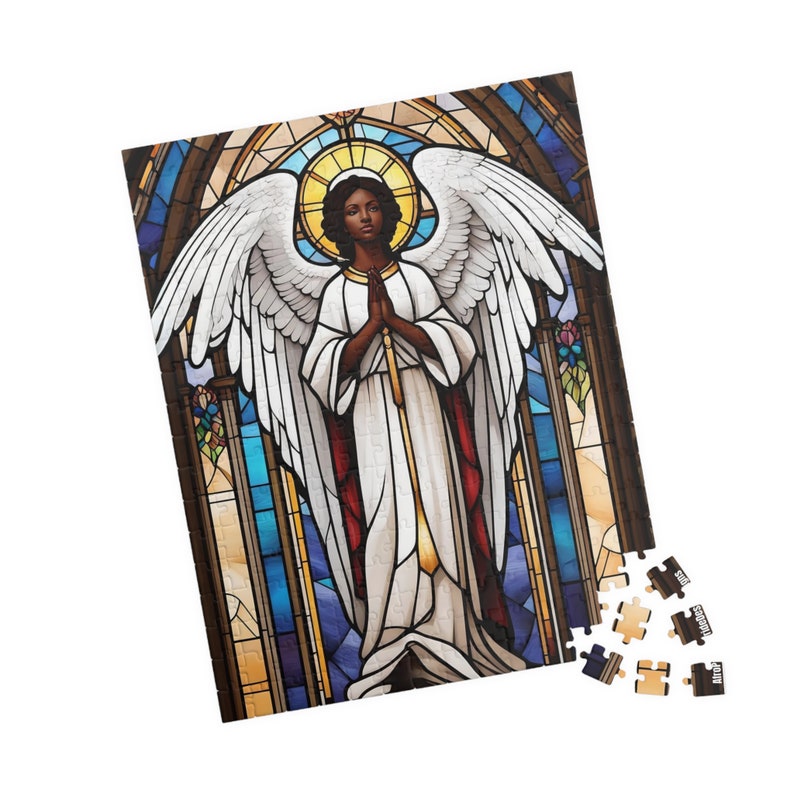 Black Angel Stained Glass Jigsaw Puzzle | Unique Christian Gift | 100 ...