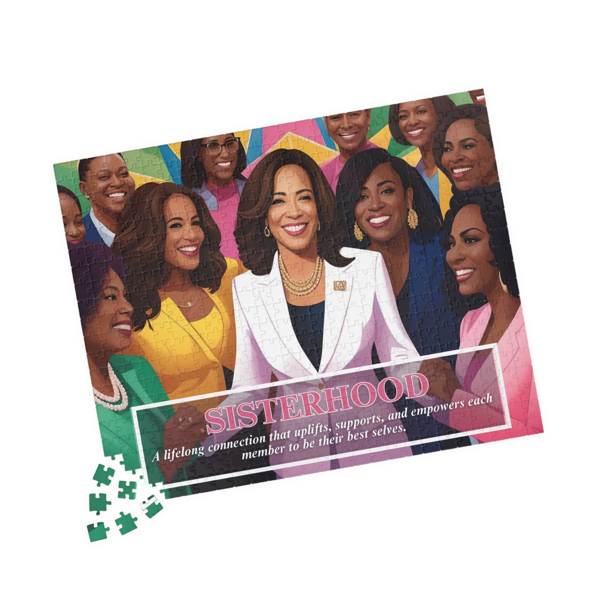 Kamala Harris Jigsaw Puzzle, Sisterhood, AKA Pink & Green, Perfect Gift ...