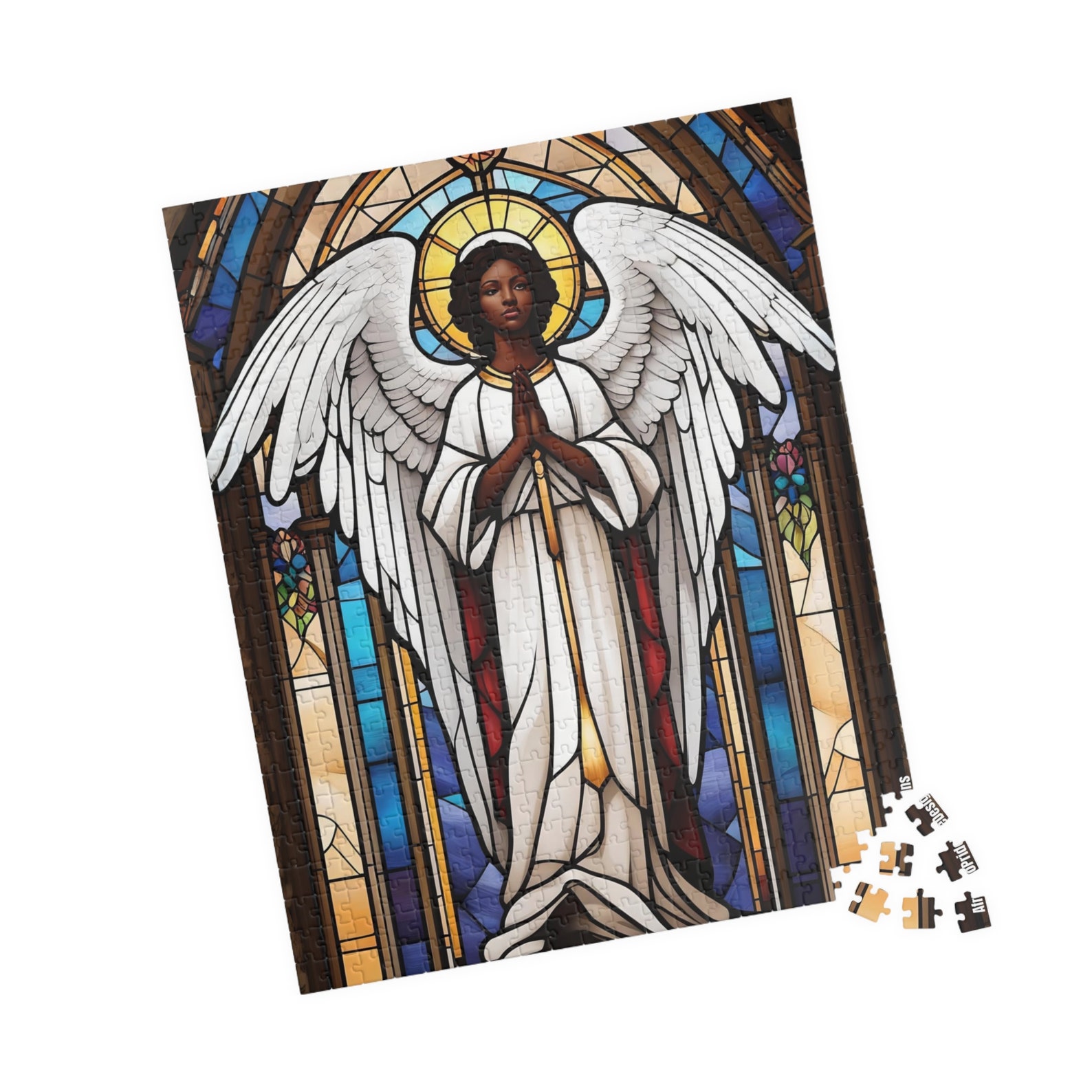 Black Angel Stained Glass Jigsaw Puzzle | Unique Christian Gift | 100 ...