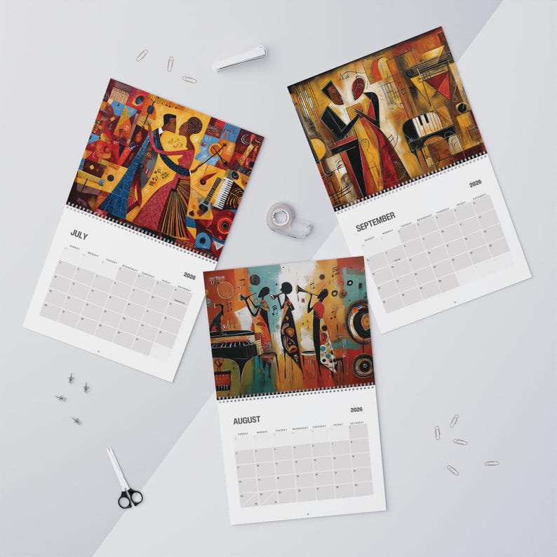 Large Wall Calendars, 2026 Planners + Holidays, Jazz Music Lovers Gift ...