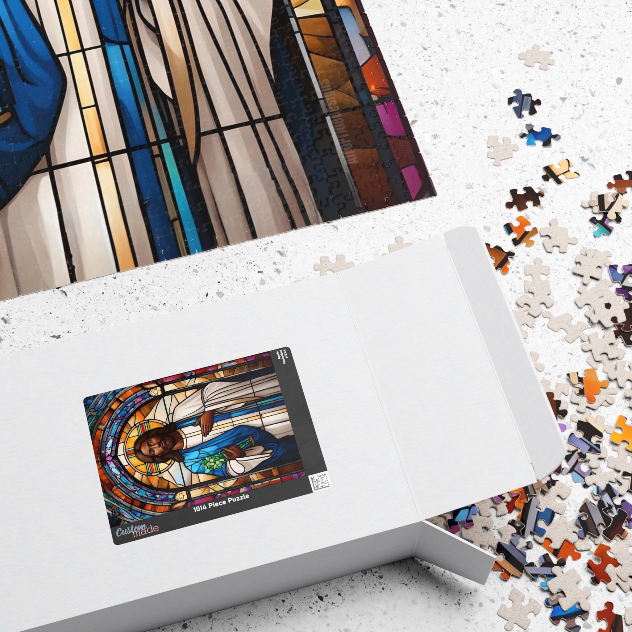 Black Jesus Stained Glass Jigsaw Puzzle, Christian Art Gifts, Collect ...