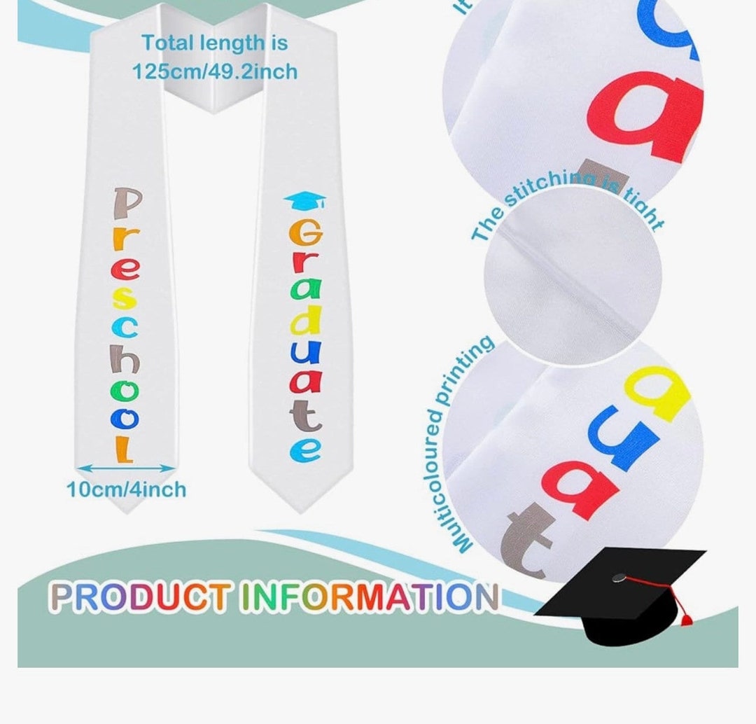 Graduation Stole, Graduation Sash, Pre School Graduation Stole - Etsy