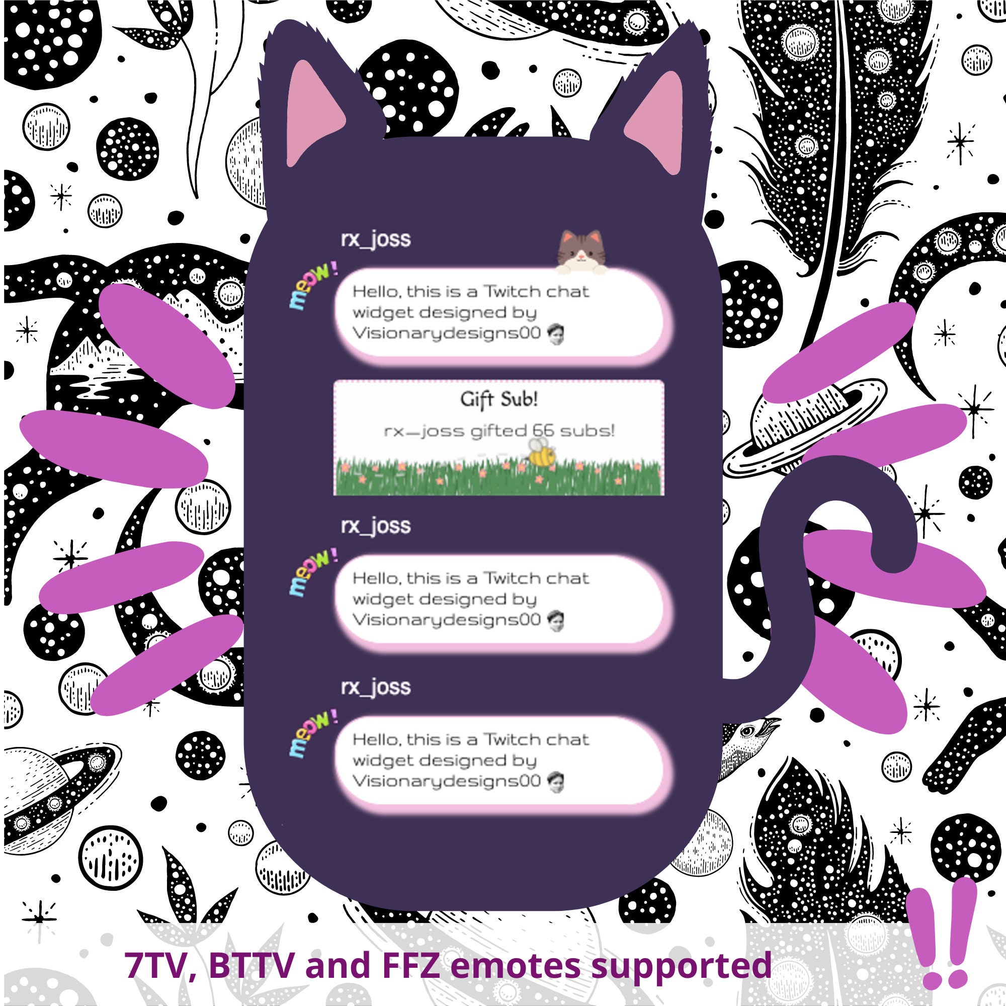 Purple Chat Animated Widget Design Inspired by Kittens, Customizable in ...