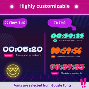 Glitchy Subathon and Megathon 30 Min Timer Streamelements Widget. Customizable Template ...