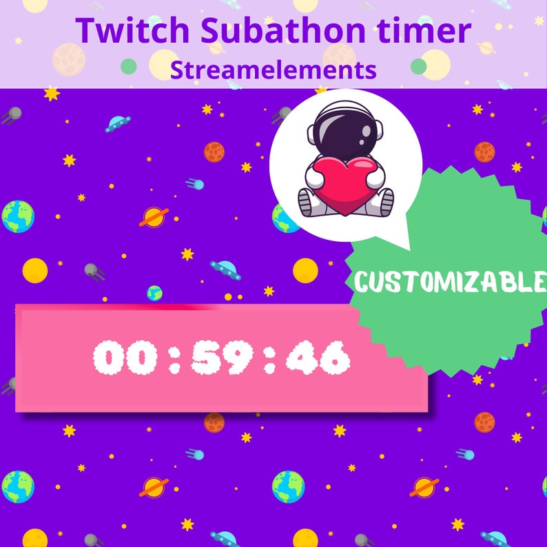 Subathon 30 Min Timer Widget Template Customizable. Donothon Countdown Timer for Twitch ...