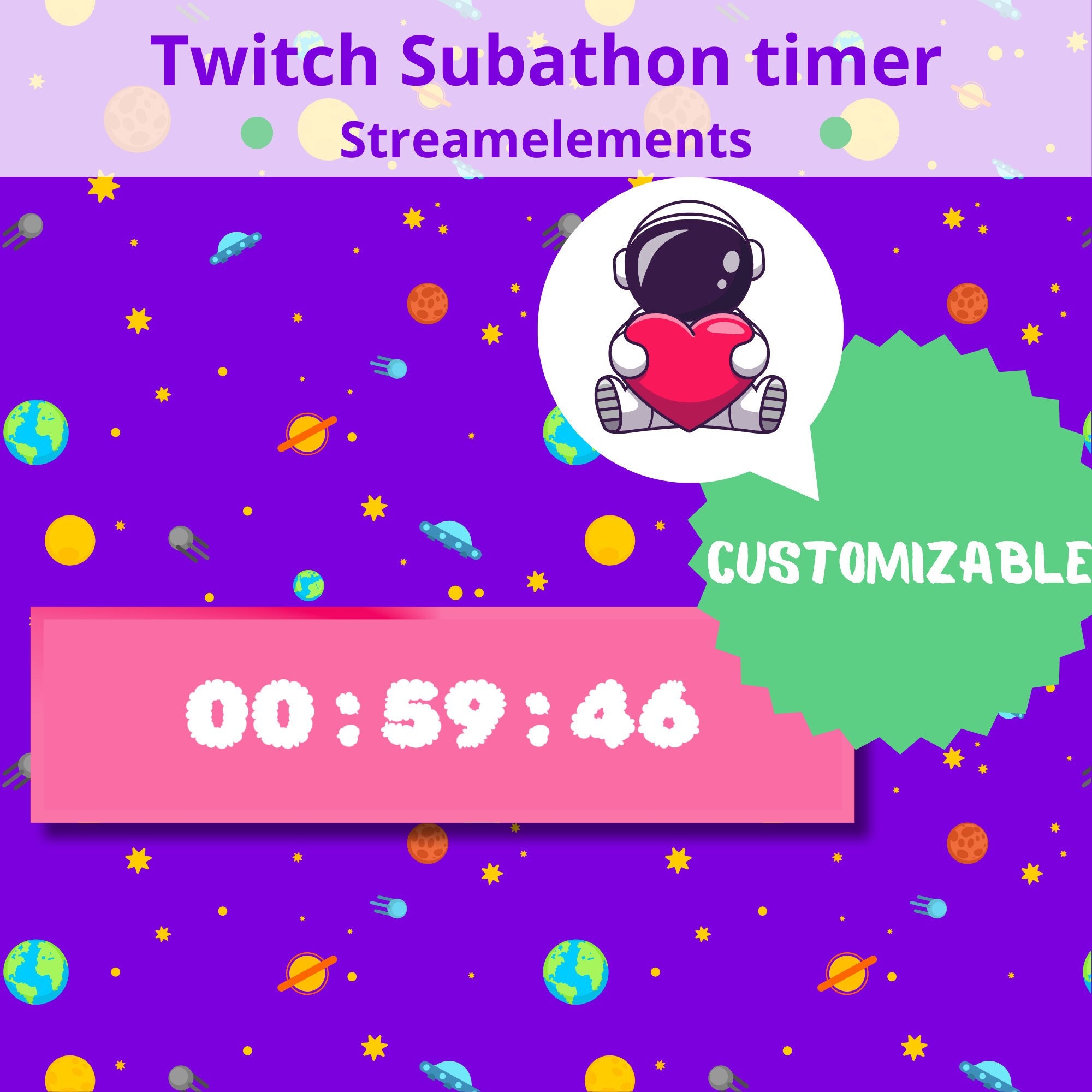 Subathon 30 Min Timer Widget Template Customizable. Donothon Countdown ...